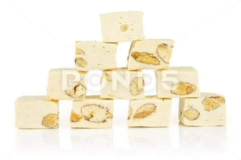 White nougat candy isolated on white ~ Premium Photo #115804584