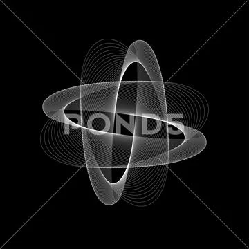 White oval, dynamic shape on black background ~ Clip Art #128500999