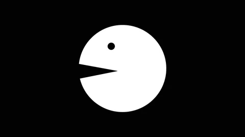 White pacman mouth animation on black ba... | Stock Video | Pond5