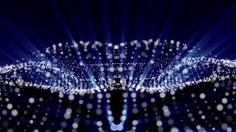 white particles with blue radiation fly ... | Stock Video | Pond5
