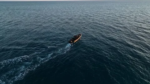 The white path on water from boat isolat... | Stock Video | Pond5