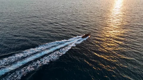 The white path on water from boat isolat... | Stock Video | Pond5