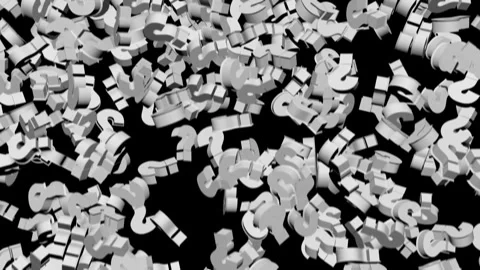 White question marks fall from the top o... | Stock Video | Pond5
