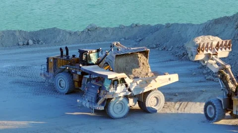 White Rock Quarry wheel loader loading d... | Stock Video | Pond5