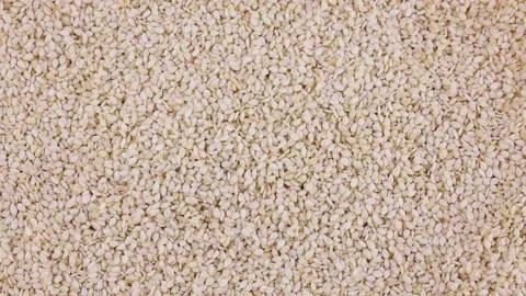 White sesame seeds falling down close up... | Stock Video | Pond5