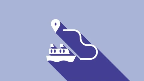 White Ship line path of ship sea route w... | Stock Video | Pond5