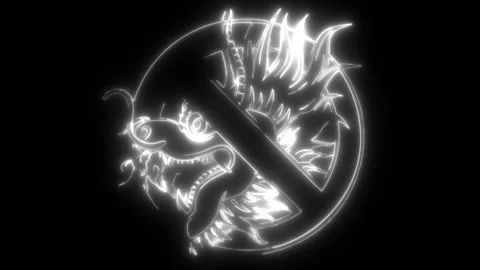 white silhouette of No Dragon Sign on bl... | Stock Video | Pond5