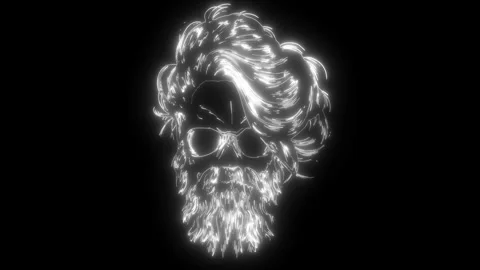 white silhouette of skull with beard on ... | Stock Video | Pond5