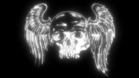 white silhouette of skull head with ange... | Stock Video | Pond5