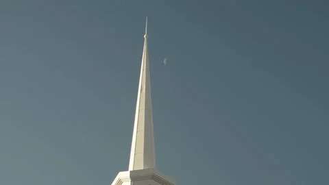 White Spire from Church Building in Blue... | Stock Video | Pond5