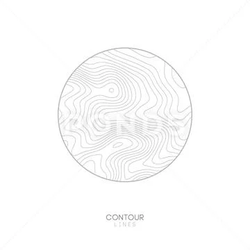 White Topographic map circle logo concept.Topo map elevation lines ...