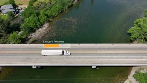 White truck driving across bridge with a... | Stock Video | Pond5