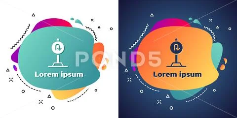 White Turn back road icon isolated on white and blue background ...