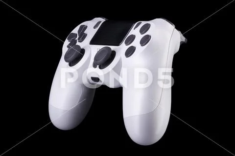 White video game joystick gamepad isolated on a black background Stock ...
