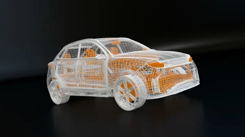 White wire frame of electric SUV on blac... | Stock Video | Pond5