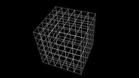 White Wireframe Cube Rotating in Space, ... | Stock Video | Pond5