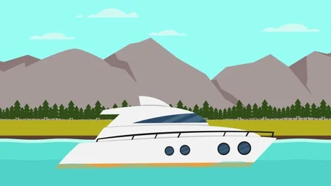 White yacht animation moving on sea near... | Stock Video | Pond5