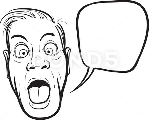 Whiteboard drawing - surprised man face Illustration #98916804