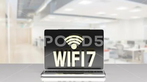 The wi fi 7 text for technology concept 3d rendering. Illustration ...