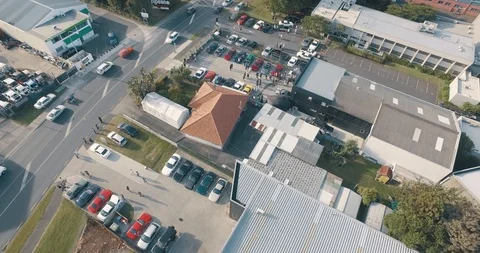 Wide Aerial Establishing Shot of a Gathe... | Stock Video | Pond5