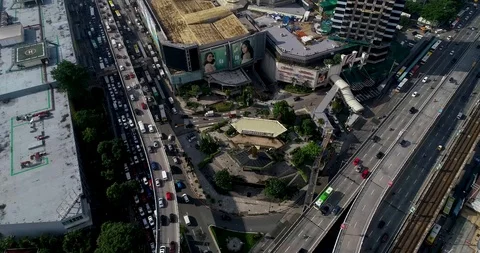 Wide aerial shot of EDSA shrine in the E... | Stock Video | Pond5