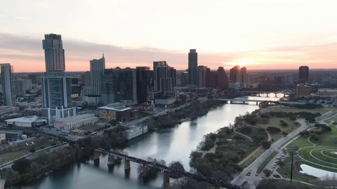 Wide aerial view of downtown Austin, Tex... | Stock Video | Pond5