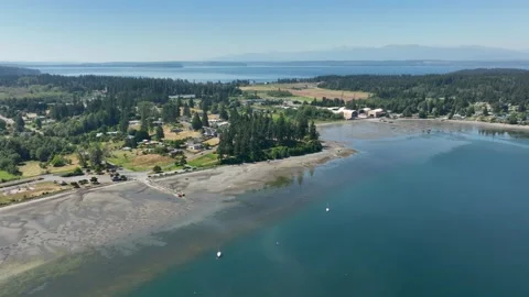 Wide aerial view of Freeland, WA with th... | Stock Video | Pond5