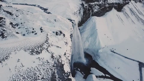 Wide Aerial View Showing Seljalandsfoss ... | Stock Video | Pond5