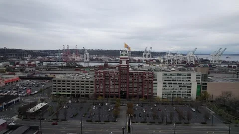 Wide Angle Aerial orbit of Starbucks Cof... | Stock Video | Pond5