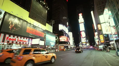 Wide angle shot of street traffic at Tim... | Stock Video | Pond5