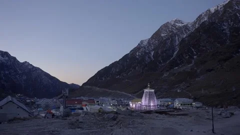Wide Angle View Of Kedarnath Temple On H... | Stock Video | Pond5
