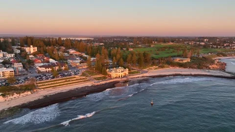 Wide drone shot of Perth's iconic Cottes... | Stock Video | Pond5