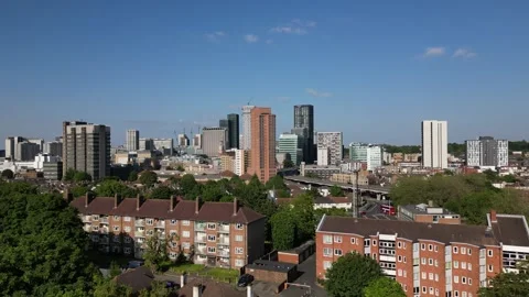 Wide generic aerial reveal of Croydon to... | Stock Video | Pond5