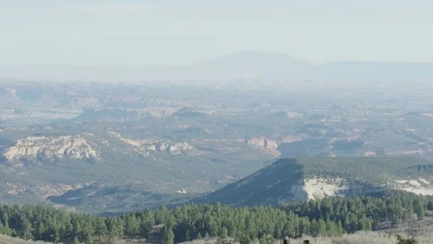 Wide high angle shot of couple hiking in... | Stock Video | Pond5