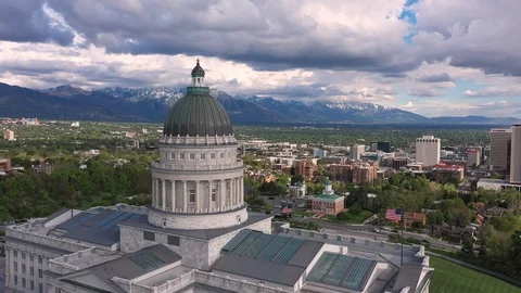 Wide rotating aerial view of Salt Lake C... | Stock Video | Pond5