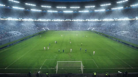 Wide Shot Of Football Match On Stadium W... | Stock Video | Pond5