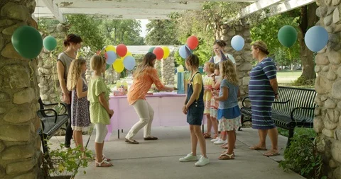 Wide shot girls birthday party - 4K | Stock Video | Pond5