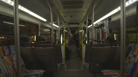 Wide shot inside metro bus driving throu... | Stock Video | Pond5