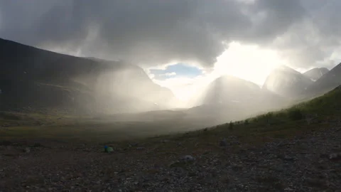 Wide shot of mountains in the nature of ... | Stock Video | Pond5