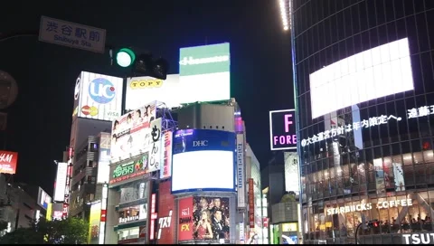 Tokyo Shibuya Night Tokyo Shibuya Signs Night Stock Footage ~ Royalty ...