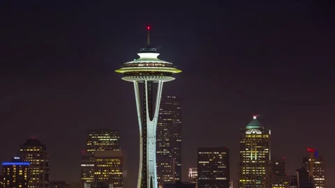 Wide shot of the Seattle buildings with ... | Stock Video | Pond5