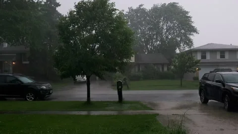 Wide view of Heavy rain, with loud thund... | Stock Video | Pond5