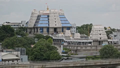 A wide view of the ISKCON temple, the la... | Stock Video | Pond5