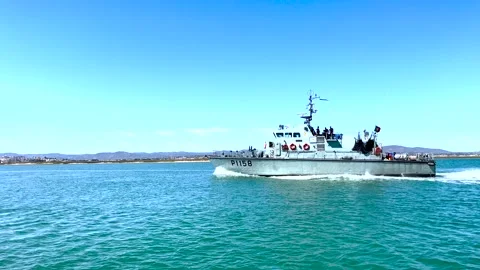 wide view of naval ship, battle ship, wa... | Stock Video | Pond5