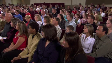 Wide view of seated congregation listeni... | Stock Video | Pond5