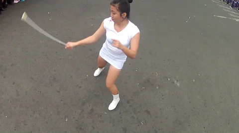 wielding stick of majorette baton twirli... | Stock Video | Pond5