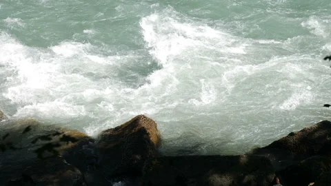 Wild furious mountain river flowing thro... | Stock Video | Pond5