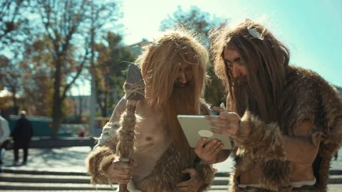 Wild neanderthals of primitive stone-age... | Stock Video | Pond5