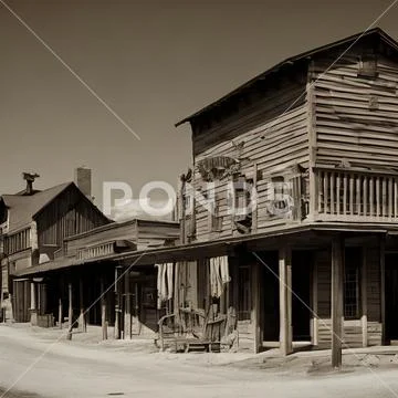 Wild wild west ghost town old saloon wooden building ominous look ...