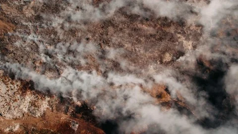 Wildfire aerial view. Fire and smoke. Bu... | Stock Video | Pond5